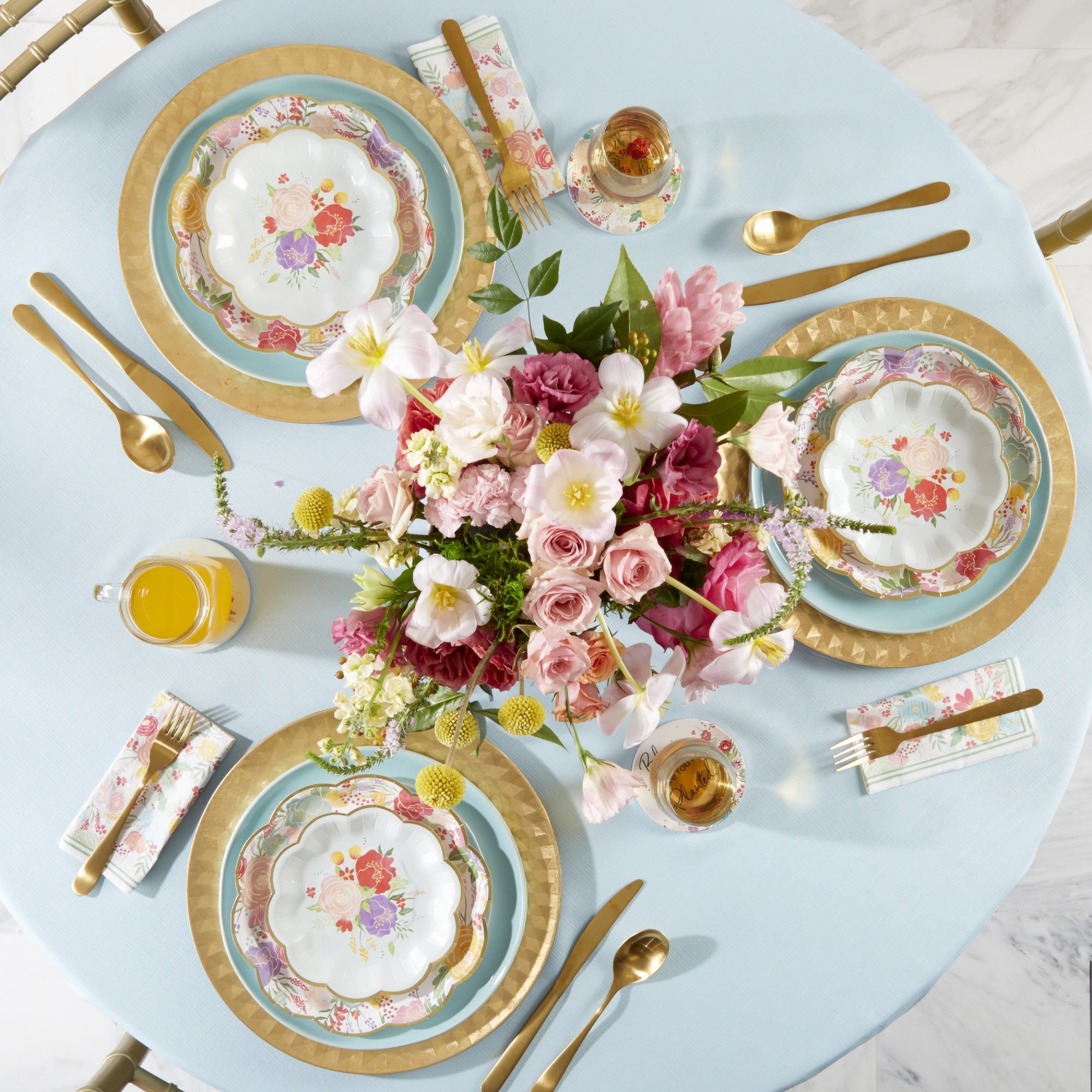 Garden Blooms 62 Piece Party Tableware Set (16 Guests) | Kate Aspen