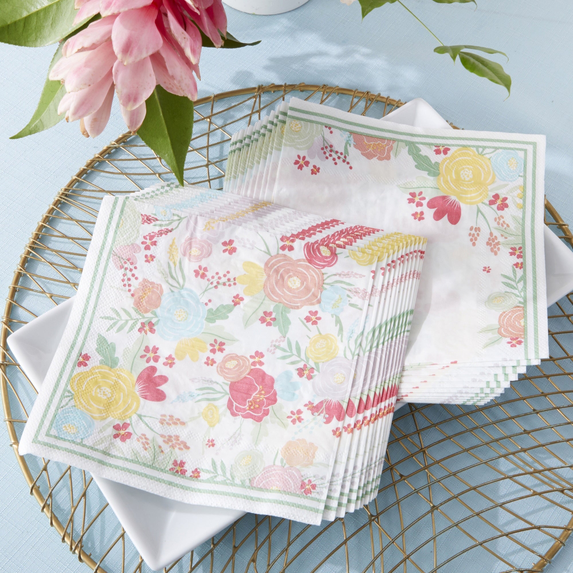 Garden Blooms 62 Piece Party Tableware Set (16 Guests) | Kate Aspen