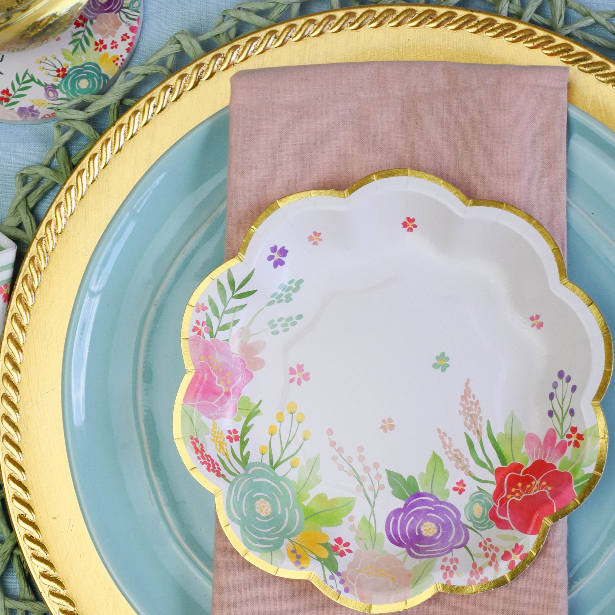 Garden Blooms 62 Piece Party Tableware Set (16 Guests) | Kate Aspen