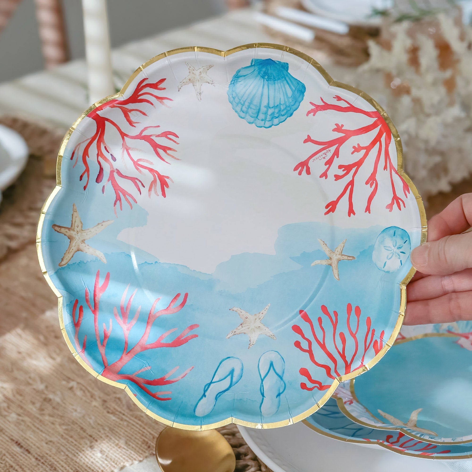 Beach Party Tableware Set - 7” Plate (set of 16), 9” Plate (set of 16)
