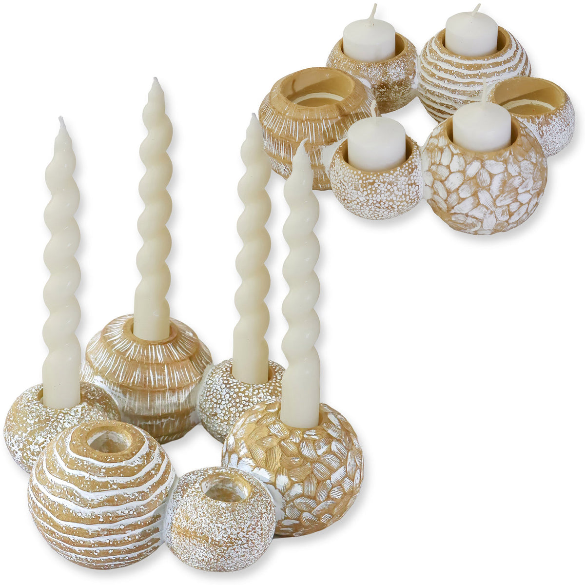 Candle Holder Centerpiece (2-in-1) 6 Gold Ball Set – Kate Aspen
