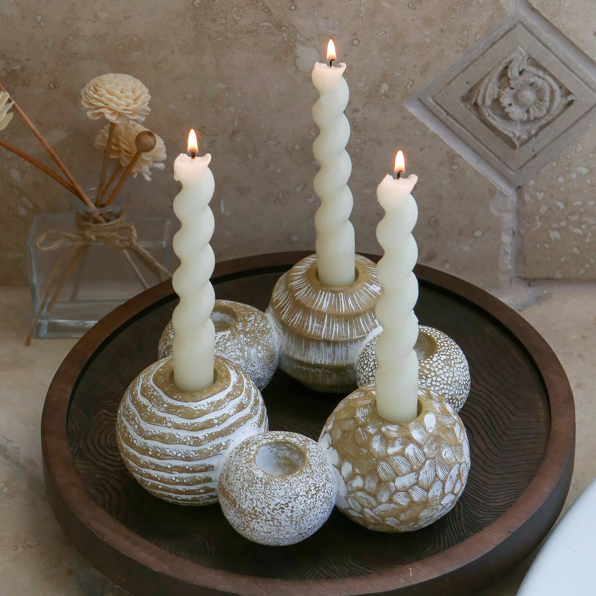 Candle Holder Centerpiece (2-in-1) 6 Gold Ball Set – Kate Aspen