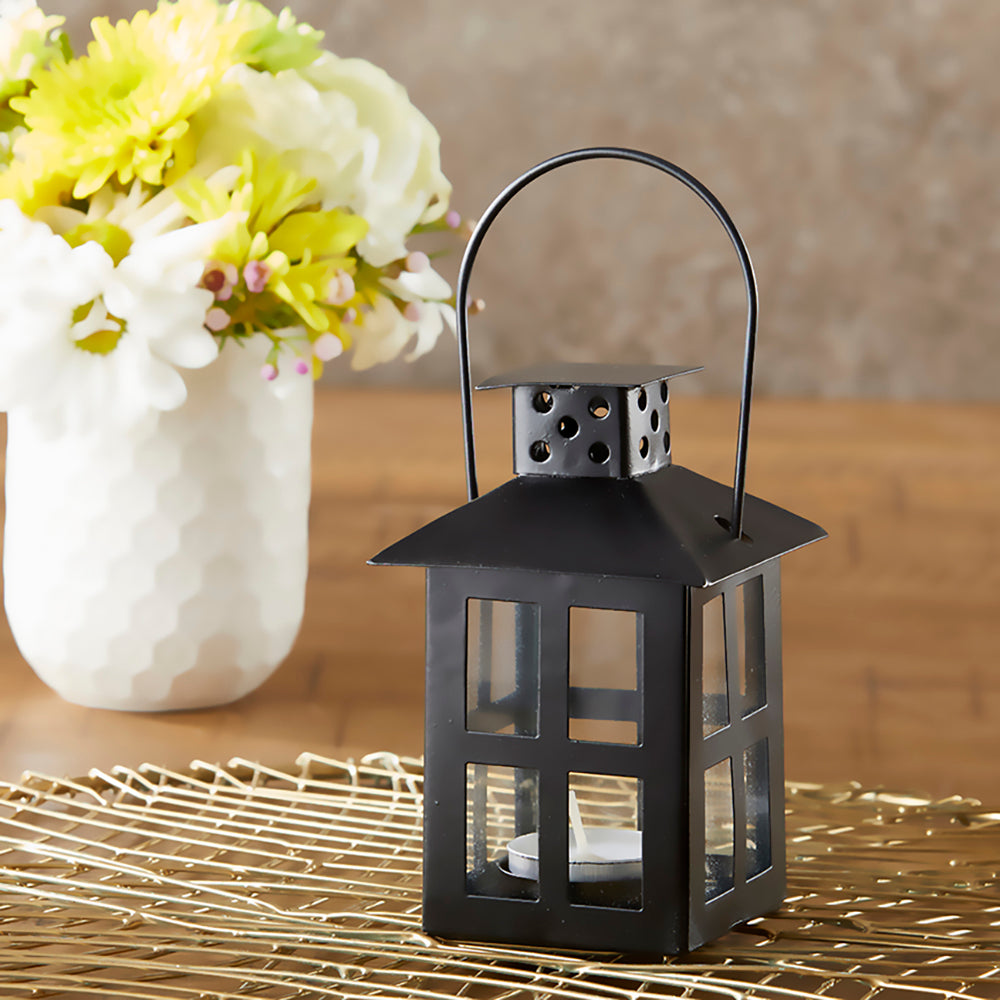 Black Mini-Lantern Tea Light Holder - Black Tea Light Holder - Black ...