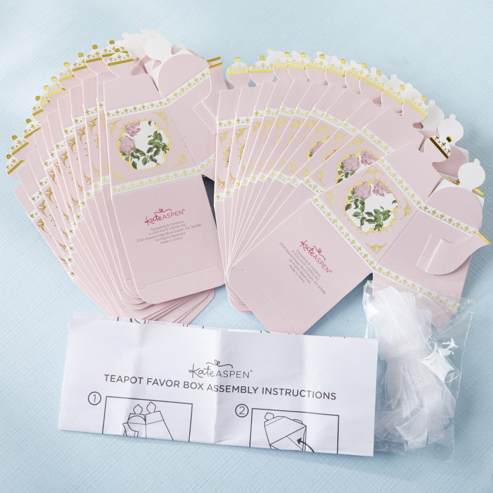 Tea Time Whimsy Teapot Favor Box - Pink (Set of 24) | Kate Aspen