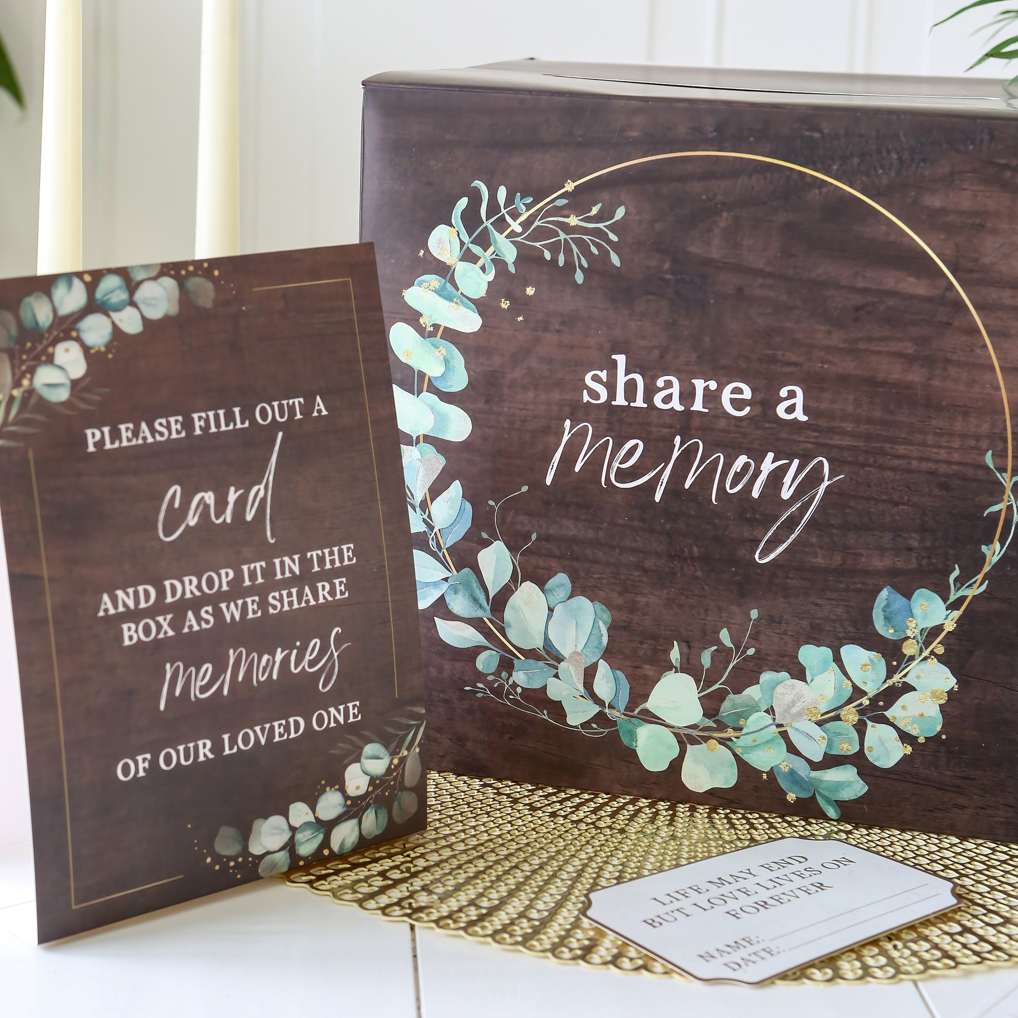 Celebration of Life Memory Funeral Guest Book and Box for Memorial Ser